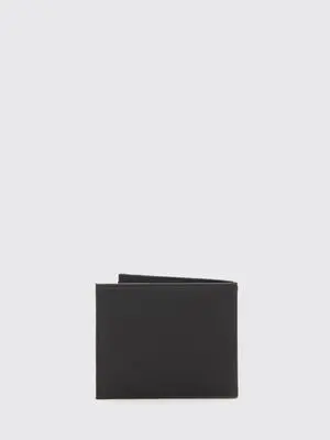 Emporio Armani Monogram Saffiano Leather Bifold Wallet With Metal Eagle Logo