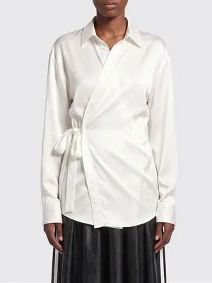 Balenciaga Silk Blend Wrap Shirt - White