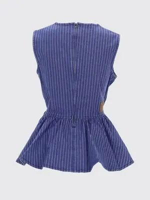 Baum Und Pferdgarten Sleeveless Pinstriped Cotton Top With Ruffled Hem