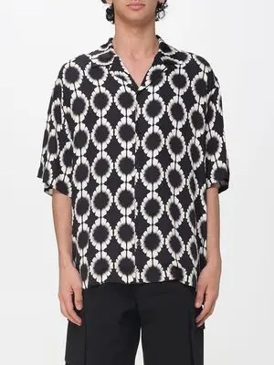 LANEUS Casual Shirt In Printed Cotton - Black