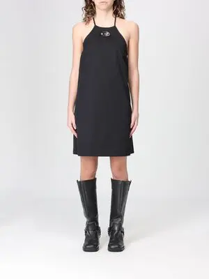 DIESEL® Halterneck Dress With Logo Detail - Black