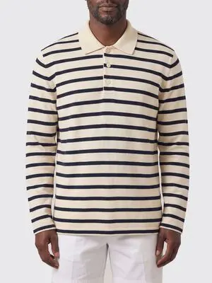 Junya Watanabe Striped Long-sleeve Cotton Polo With Ribbed Collar
