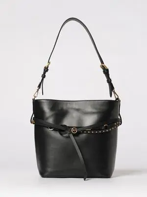 Pinko Belt Bag Leather Bucket Bag With Micro Studs - Black