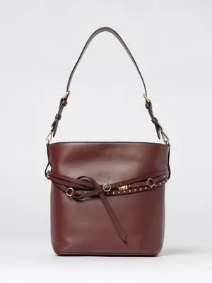 Pinko Belt Bag Leather Bucket Bag With Micro Studs - Wine