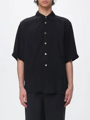 Our Legacy Short-sleeved Cupro Shirt With A French Collar - Black