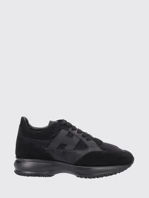 Hogan Interactive Nylon And Suede Sneakers With H Logo - Black