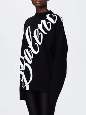 Balenciaga Cotton Blend Sweater With Maxi Logo - White