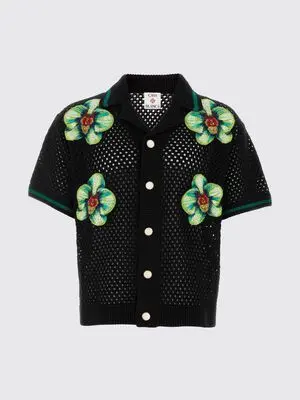 Casablanca Floral Print Crochet Shirt