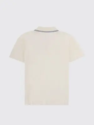 A.p.c. Short-sleeved Cotton Polo Shirt With Contrast Logo - Beige
