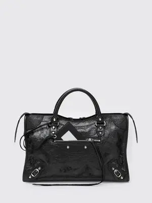 Balenciaga Arena Lambskin Handbag With Studs - Black