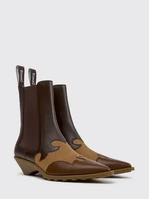 Camper Chelsea Ankle Boots In Suede And Smooth Leather - Brown