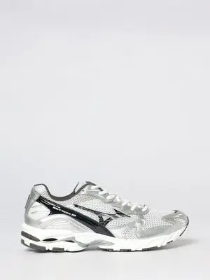 Mizuno Wave Rider Low-top Mesh Sneakers With Serrated Rubber Sole - Silver