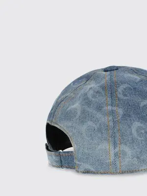 MARINE SERRE Crescent Moon Print Cotton Denim Hat