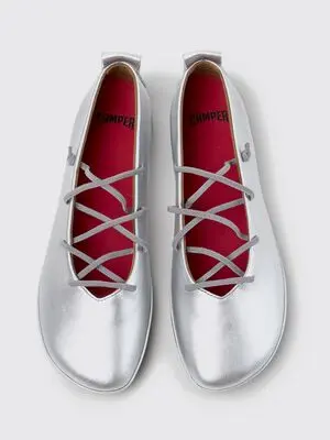 Camper Right Nina Laminated Leather Mary Jane Flats With Elasticated Laces