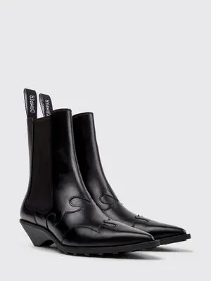 Camper Anita Smooth Leather Chelsea Ankle Boots With Sculptural Low Heel - Black
