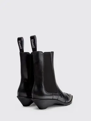 Camper Anita Smooth Leather Chelsea Ankle Boots With Sculptural Low Heel - Black