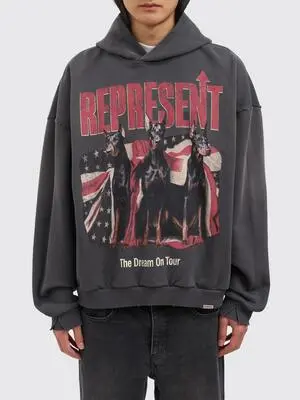 REPRESENT Printed Cotton Hoodie - Grey