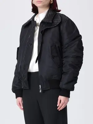 Bottega Veneta Cropped Nylon Bomber Jacket With Leather Collar