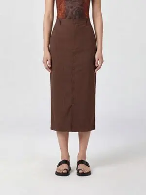 JEAN PAUL GAULTIER High-waisted Pinstripe Wool Pencil Midi Skirt - Brown