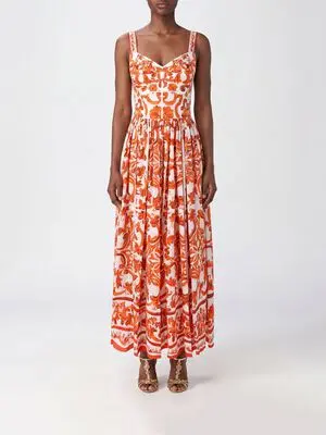 Dolce & Gabbana Majolica-print Off-the-shoulder Cotton Midi Dress - Multicolor