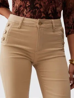 Liu Jo Stretch Cotton Flared Trousers - Cream