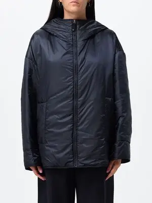 Max Mara Waterproof Short Puffer Jacket With Hood And Zip Closure - Blue