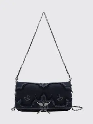 Zadig&Voltaire Rock Embroidered Denim Shoulder Bag With Logo - Blue