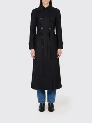 Harris Wharf London Double-breasted Virgin Wool Trench Coat - Black