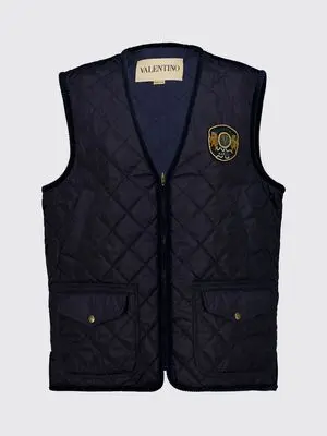 Valentino Garavani Quilted Nylon Vest With Embroidered Shield Detail - Navy