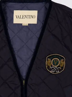 Valentino Garavani Quilted Nylon Vest With Embroidered Shield Detail - Navy