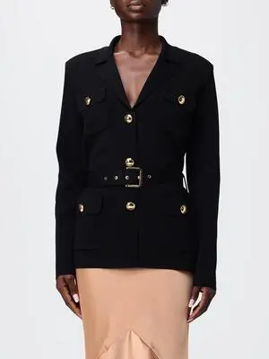 Elisabetta Franchi Viscose Blend Blazer With Belt - Black