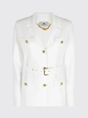Elisabetta Franchi Viscose Blend Blazer With Belt - Ivory