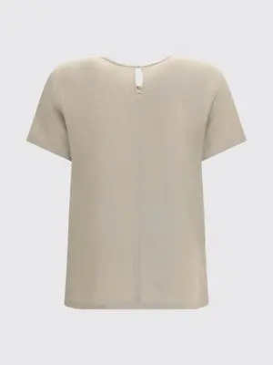 Max Mara Short-sleeved Silk Blouse With Monogram Detail - Grey