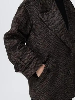 DONDUP Herringbone Wool Blend Coat