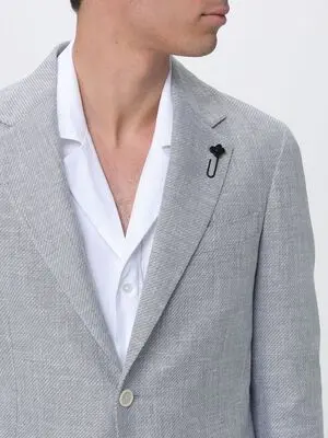 LARDINI Wool And Linen Blazer - Blue