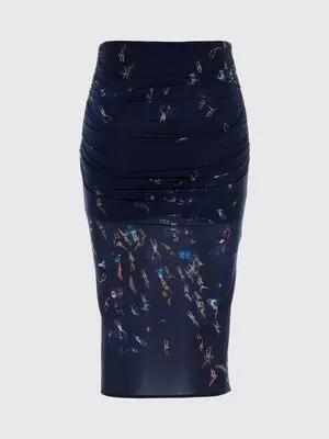 Blumarine Printed Stretch Nylon Midi Skirt