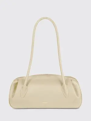 Yuzefi Oyster Shoulder Bag In Hammered Leather With Double Handle - Ivory