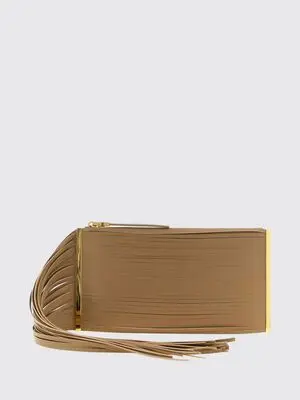 Elisabetta Franchi Nappa Leather Clutch With Fringes - Grey