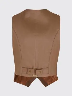 Elisabetta Franchi Linen Blend Vest - Brown