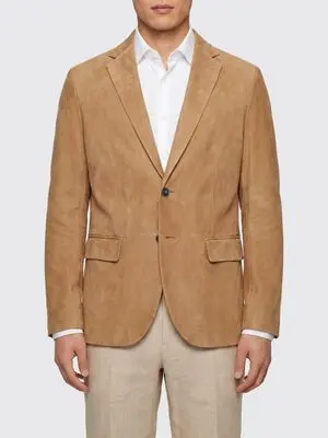 BOSS Single-breasted Suede Blazer With High Collar