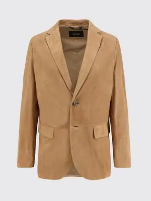 BOSS Single-breasted Suede Blazer With High Collar