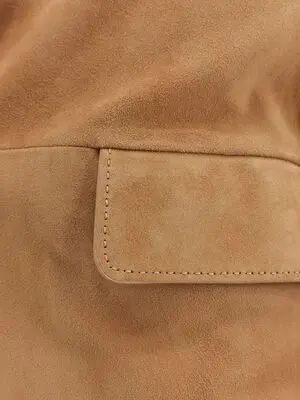 BOSS Single-breasted Suede Blazer With High Collar