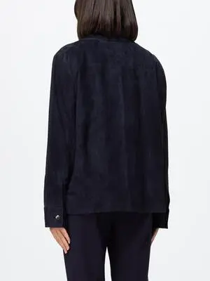 Max Mara Abisso Suede Lambskin Shirt Jacket - Blue