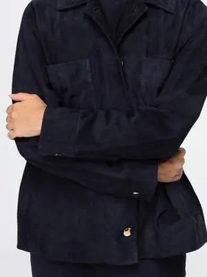 Max Mara Abisso Suede Lambskin Shirt Jacket - Blue