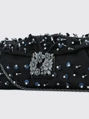 ROGER VIVIER Satin Clutch With Bead Embroidery And Chain Strap