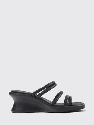 Camper Louise Leather Wedge Sandals - Black