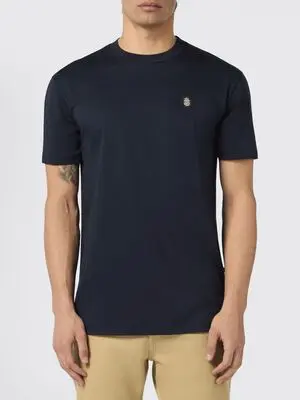 BILLIONAIRE Cotton Jersey Crewneck T-shirt With Applied Logo Patch - Blue