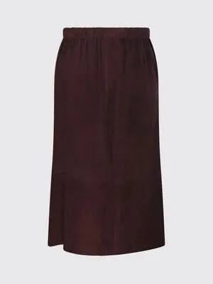 Max Mara Suede Leather A-line Midi Skirt - Ruby