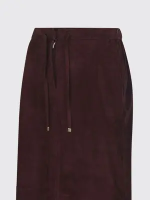 Max Mara Suede Leather A-line Midi Skirt - Ruby