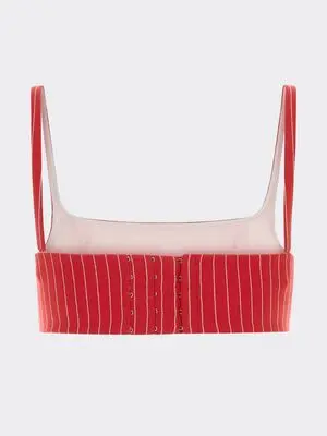 ORIANE Off-the-shoulder Cropped Pinstripe Top With Square Neckline